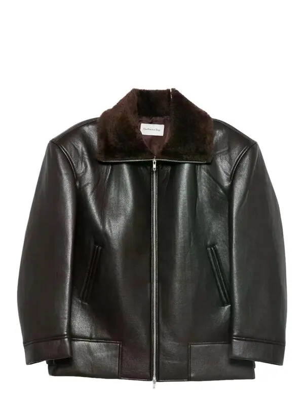 THE FRANKIE SHOP Shearling-collar Faux-leather Jacket - Brown