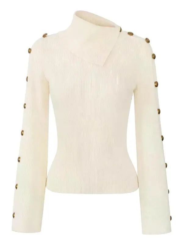 Elisabetta Franchi Knit Pullover With Jewel Buttons - Neutrals
