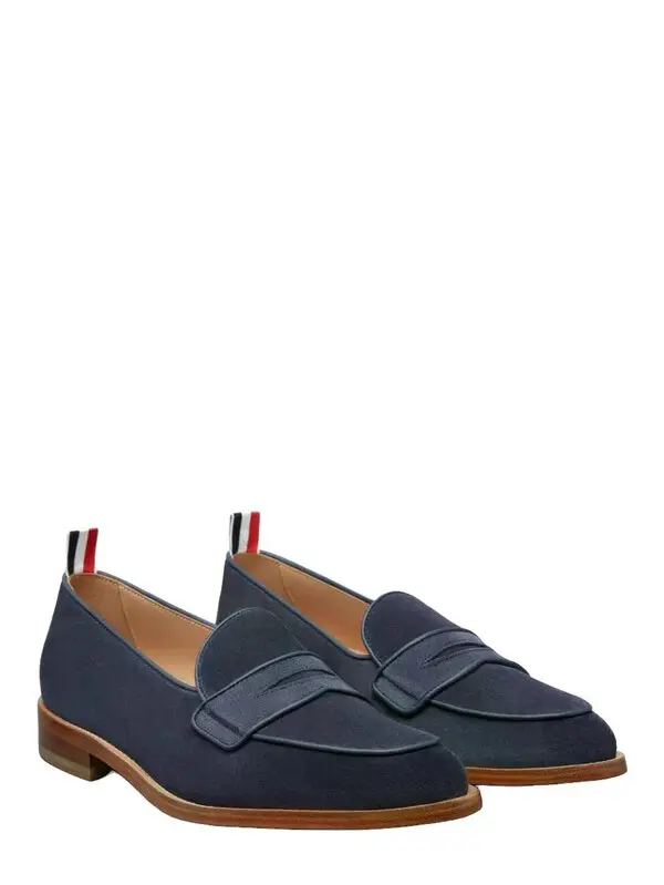 Thom Browne Suede Varsity Penny Loafers With Leather Soles - Blue