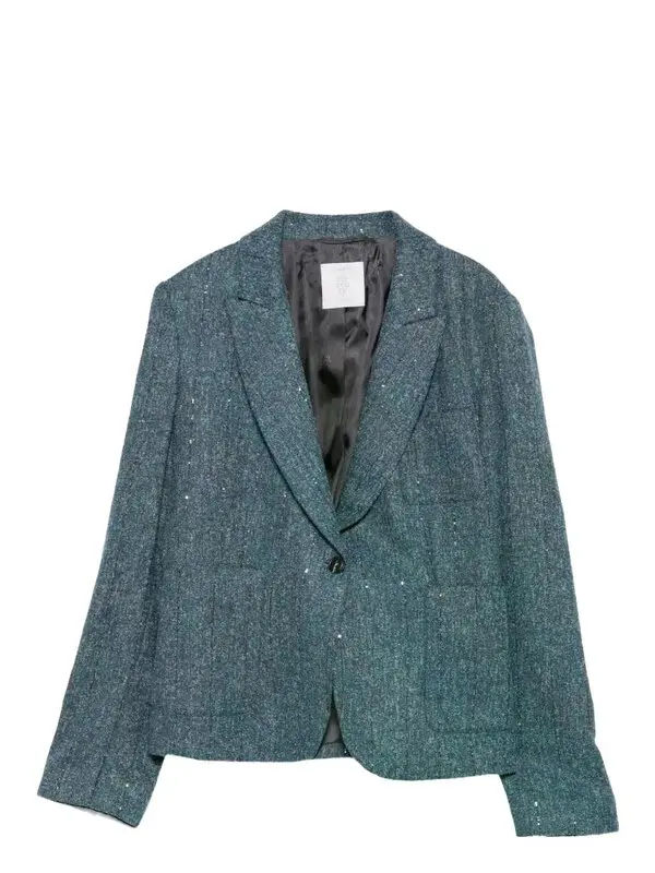 Eleventy Sequined Pinstripe Blazer - Blue