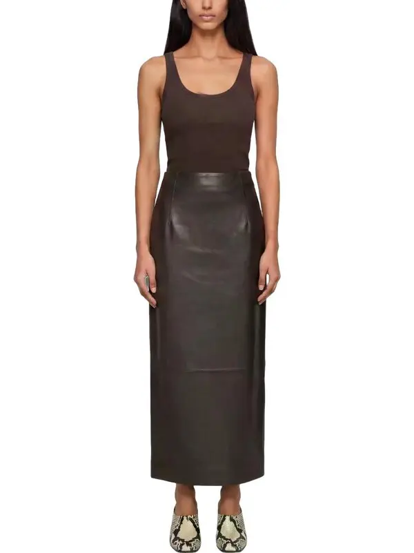Loulou De Saison Leather Maxi Skirt - Brown