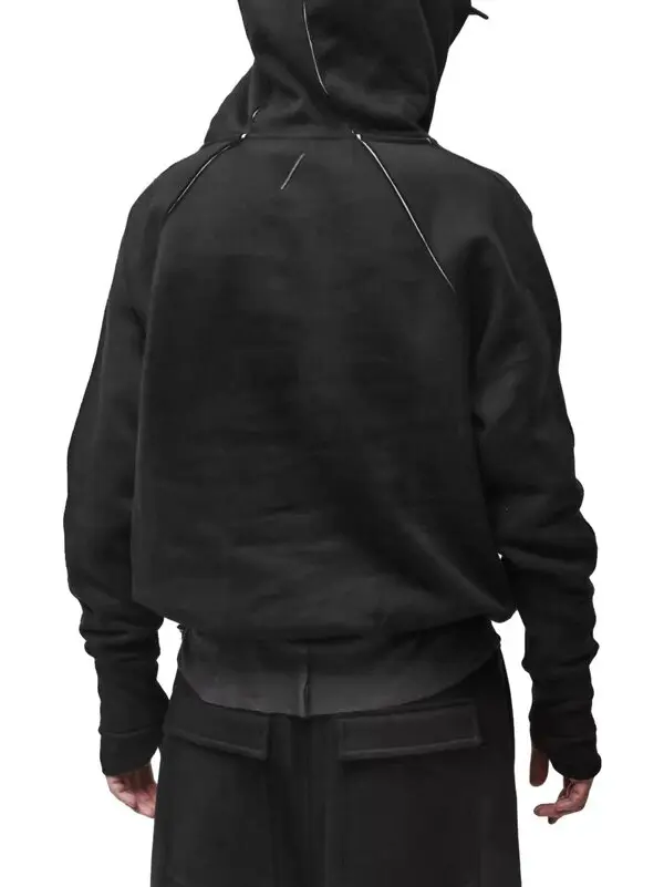 THOM KROM Raw-edge Trim Raglan Sleeve Hoodie - Black