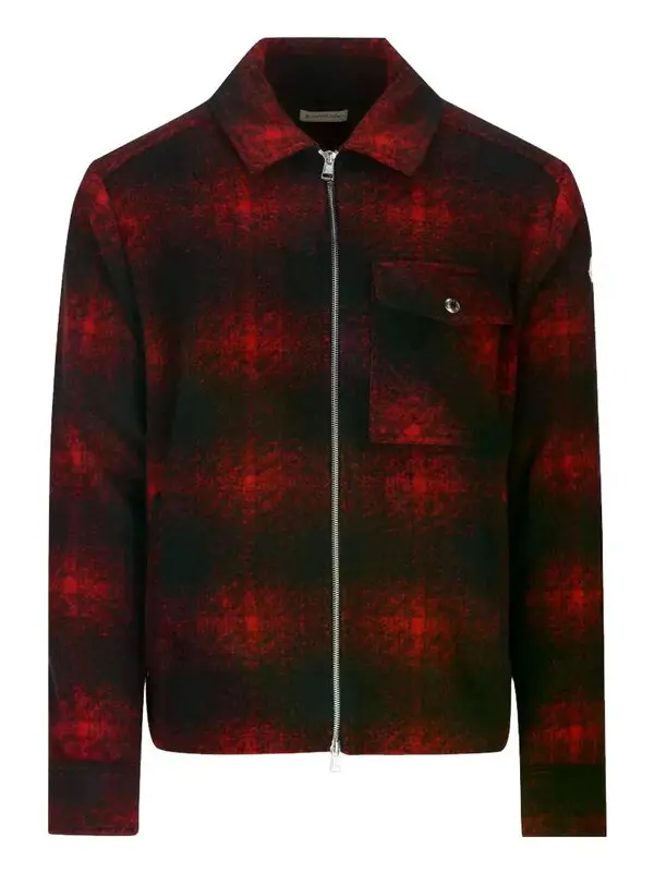 Moncler Checked Logo Patch Shirt Jacket - Black