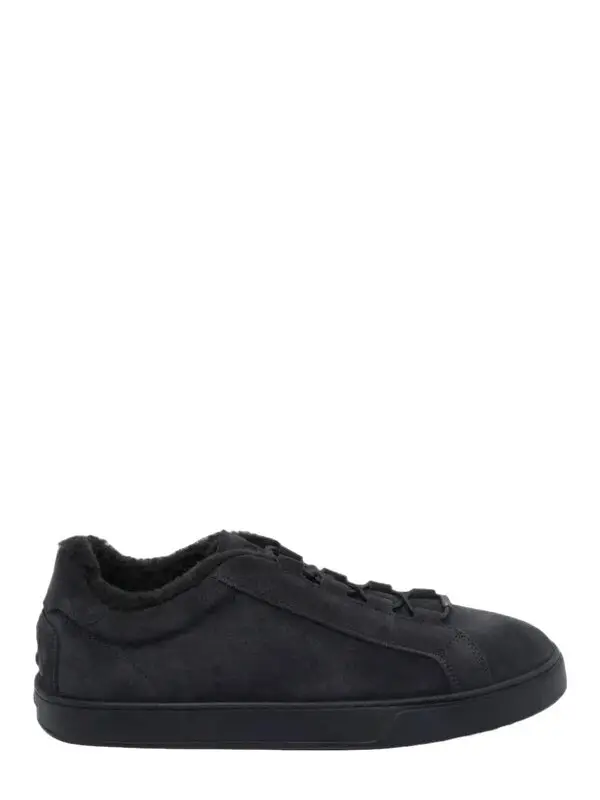TOD'S Suede Low-top Sneakers With Shearling Lining - Black