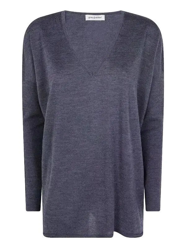 GENTRYPORTOFINO V-neck Wool Sweater - Grey