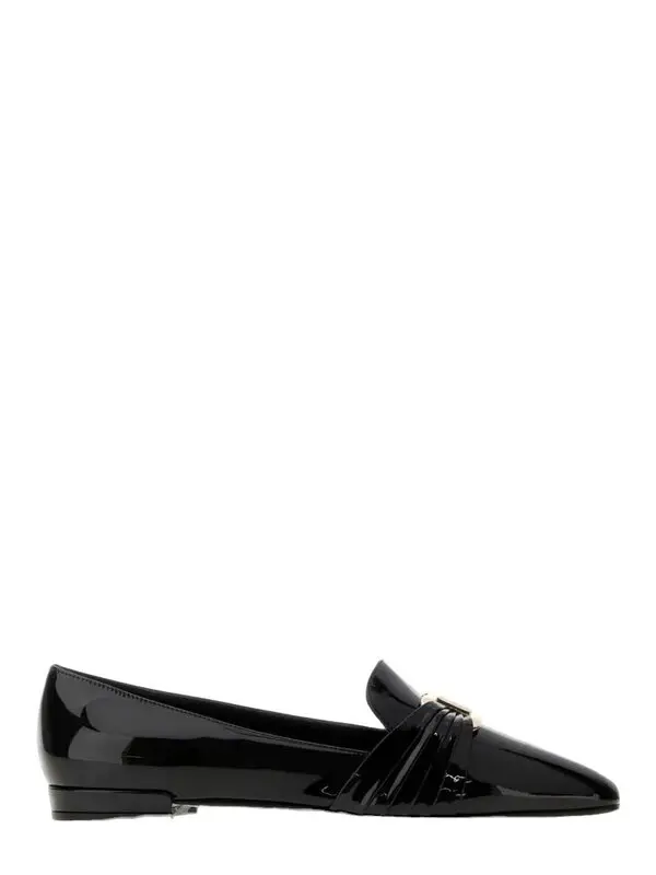 FERRAGAMO Lumie Patent Leather Loafers - Black