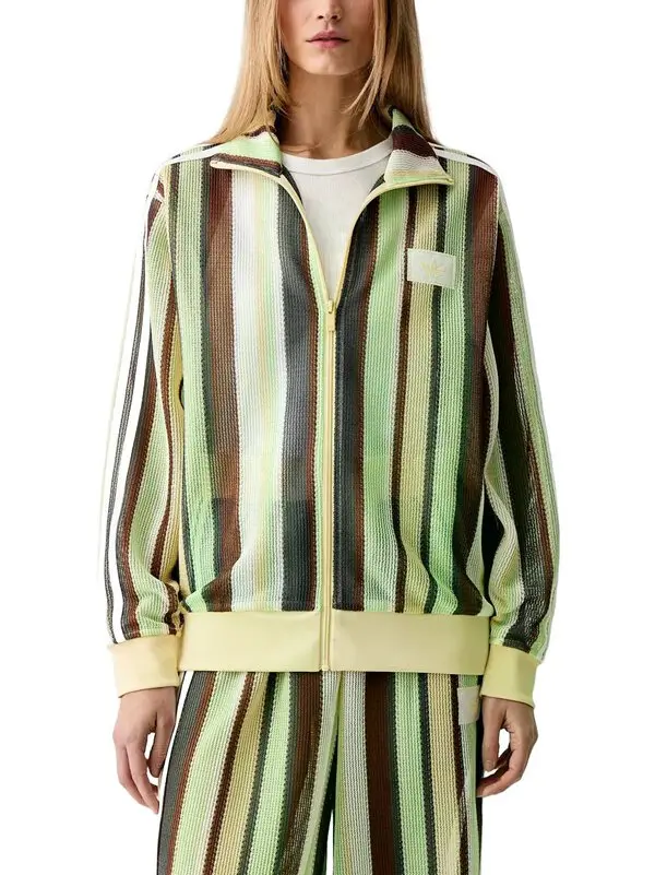 Adidas Striped Zip-up Sweatshirt - Yellow