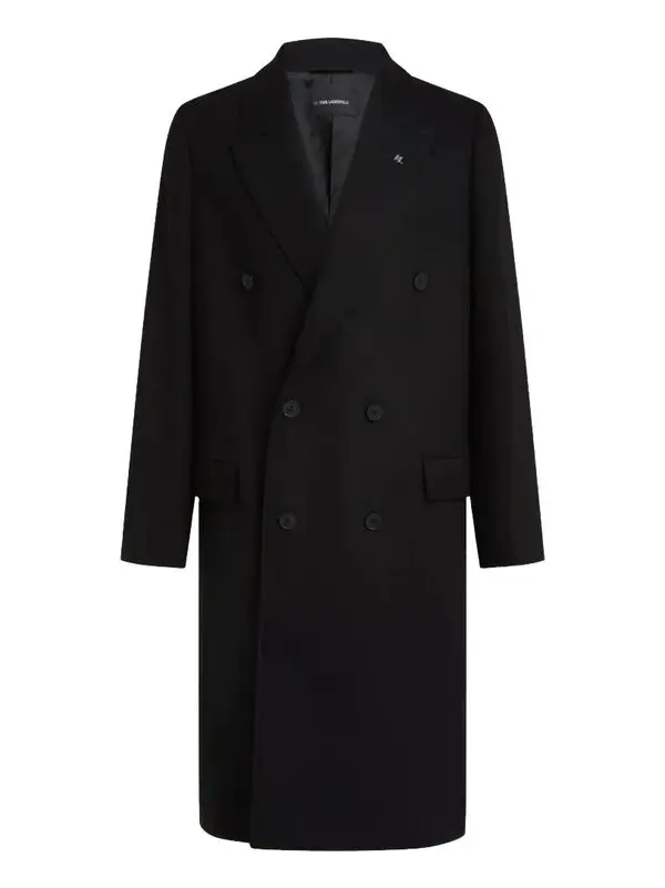 Karl Lagerfeld Wool-blend Long Coat - Black