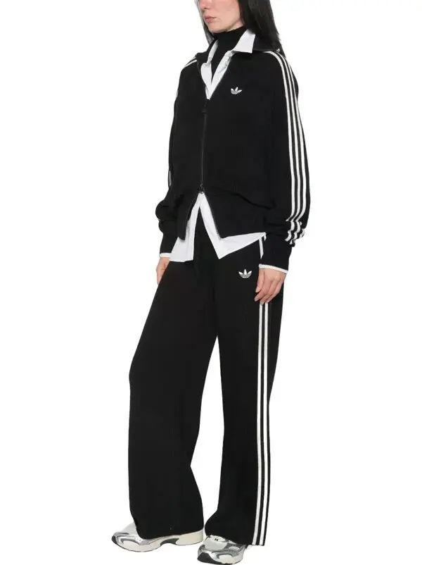 Adidas Firebirdside-stripe Trefoil-logo Cardigan - Black