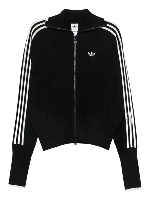 Adidas Firebirdside-stripe Trefoil-logo Cardigan - Black