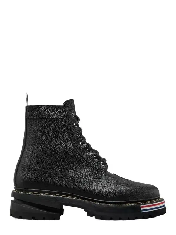 Thom Browne Pebble Grain Hiking Sole Longwing Boots - Black