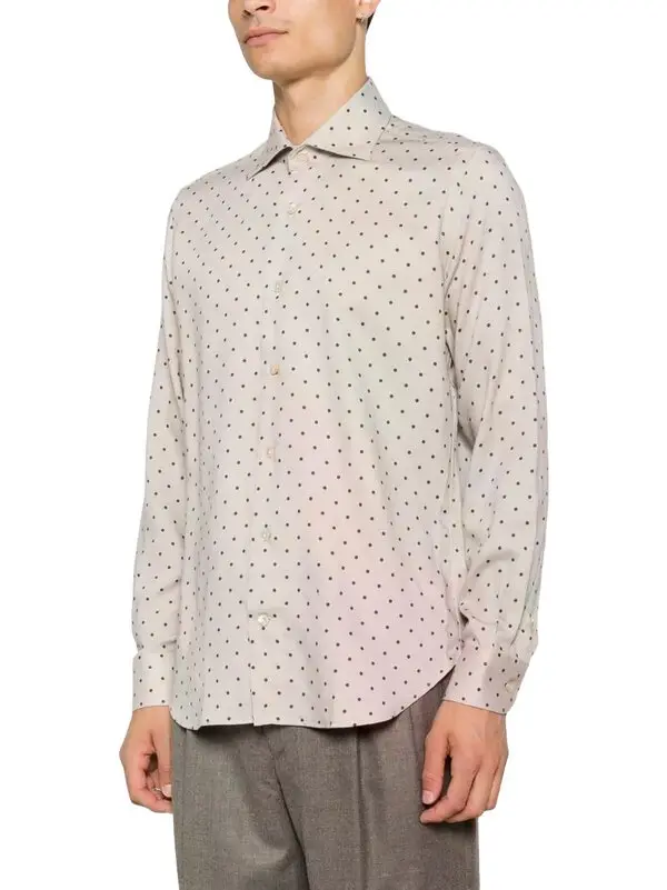 Eleventy Polka-dot Cotton Shirt - Neutrals