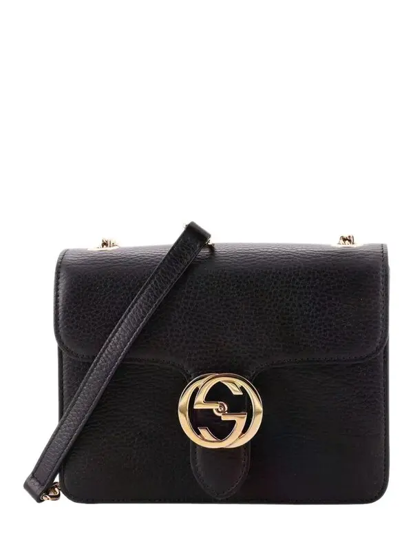 Gucci Interlocking Leather Shoulder Bag - Black