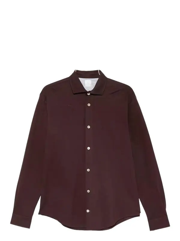 Eleventy Pique-knit Long-sleeve Shirt - Brown
