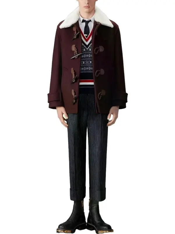 Thom Browne Double Face Melton Wide Shoulder Shell Coat - Red
