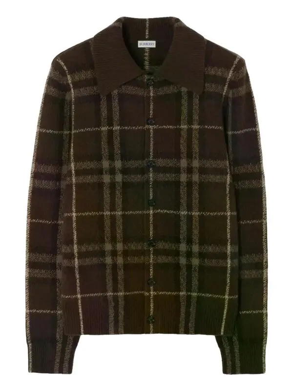 Burberry Check Cashmere Cardigan - Brown