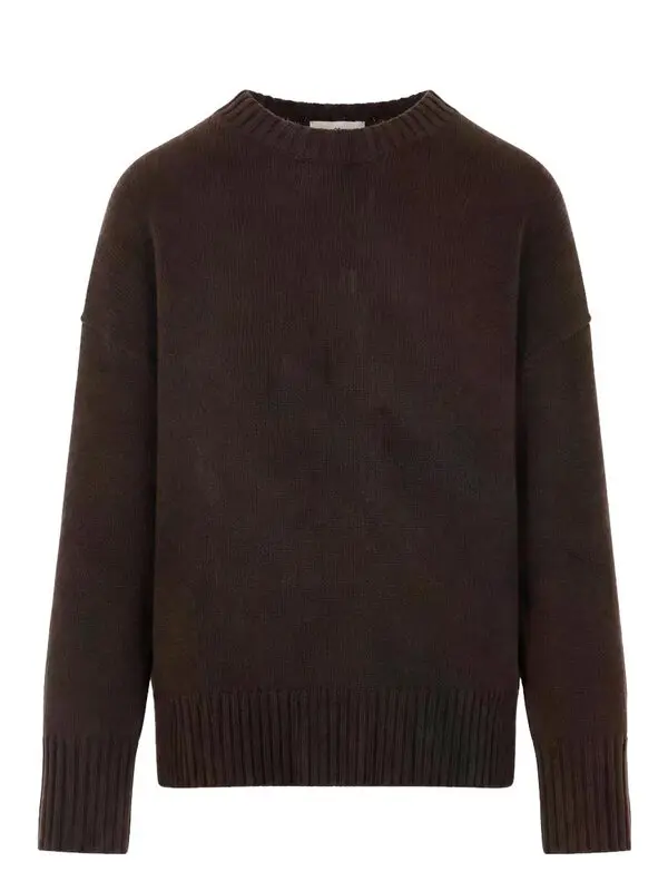 ALLUDE Ribbed-trim Crew Neck Sweater - Brown