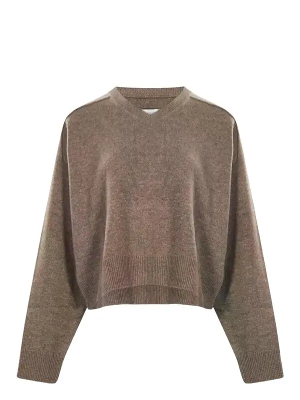 Loulou De Saison V-neck Cropped Sweater - Brown
