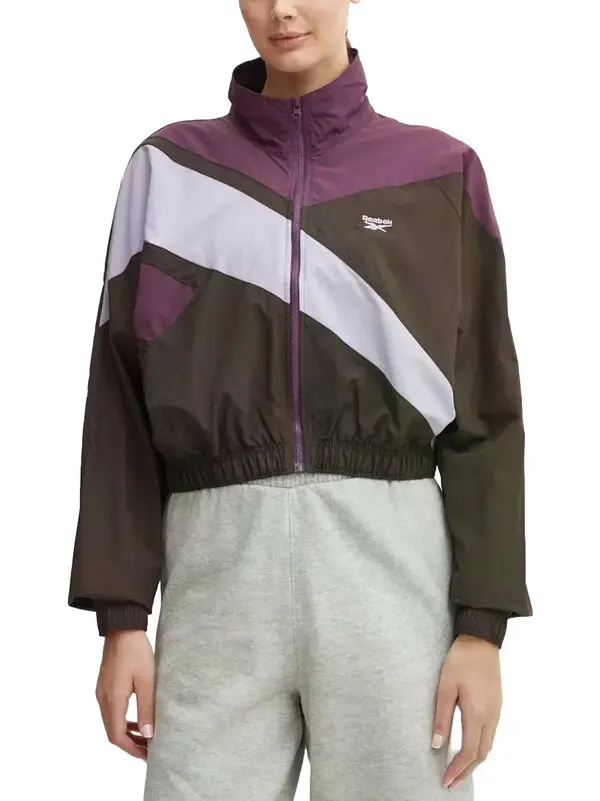REEBOK Logo Embroidered Colour-block Jacket - Brown