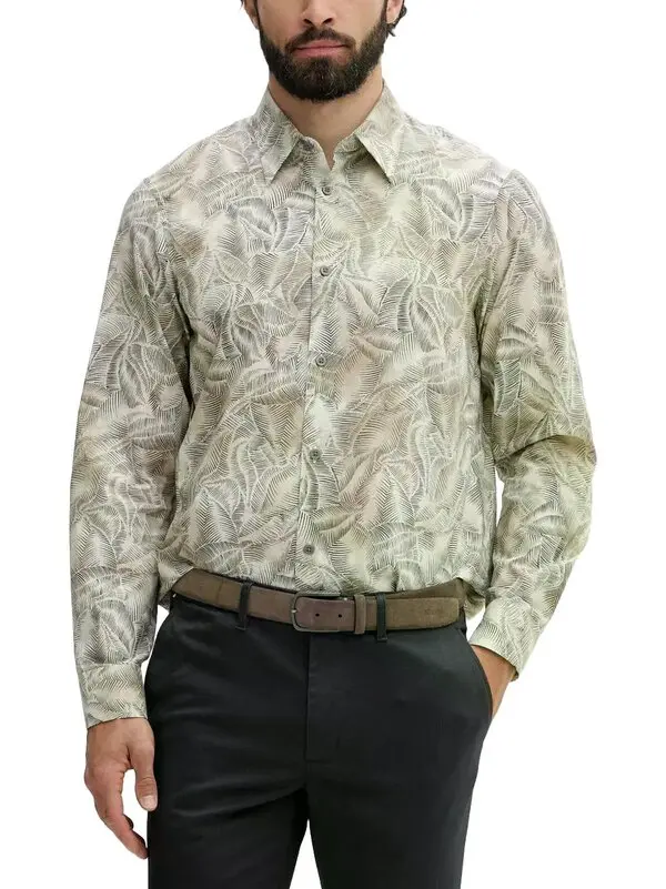 Armani Exchange Leaf-print Long-sleeved Shirt - Neutrals