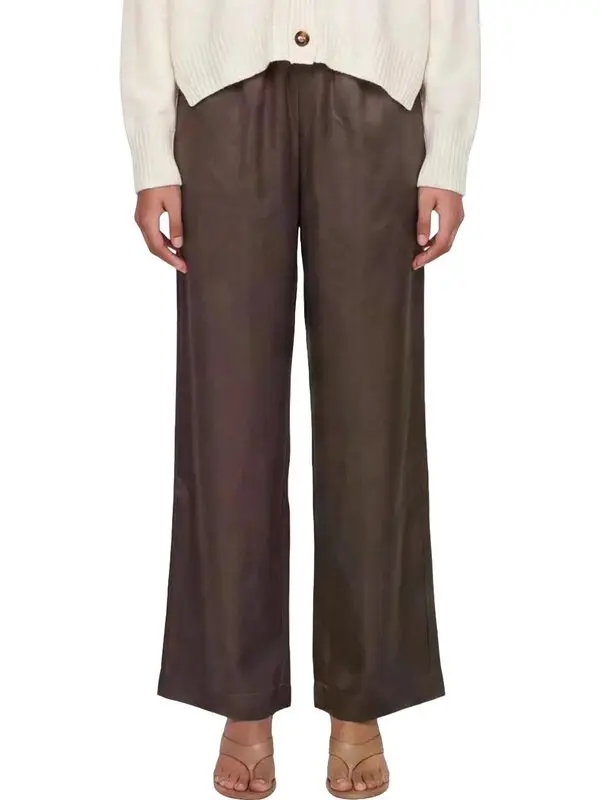 Loulou De Saison Alera Satin Wide-leg Trousers - Brown