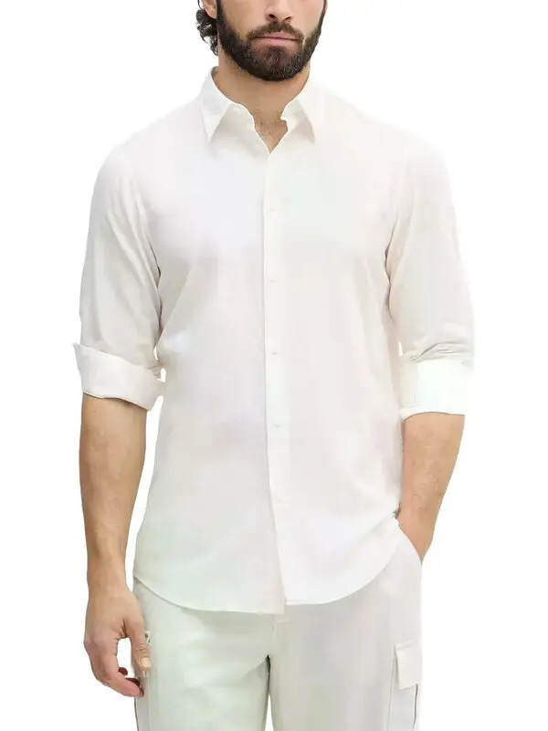 Armani Exchange Logo-embroidered Long-sleeve Shirt - White