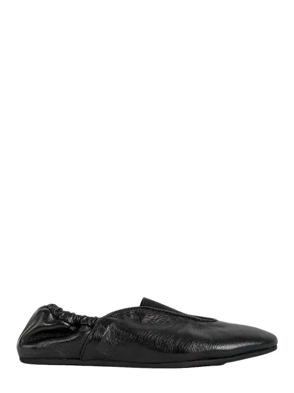 Jacquemus Leather Elasticated Ballet Flats - Black