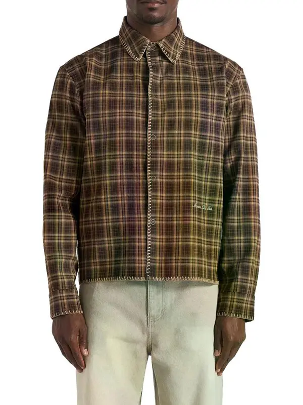 Manière De Voir Blake Whipstitch Check Shirt - Brown
