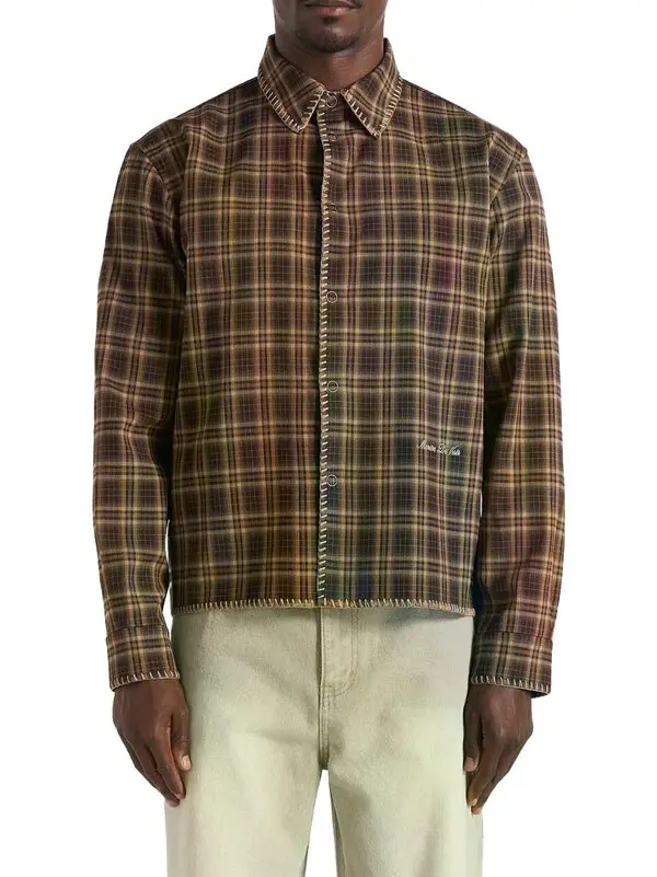 Manière De Voir Blake Whipstitch Check Shirt - Brown