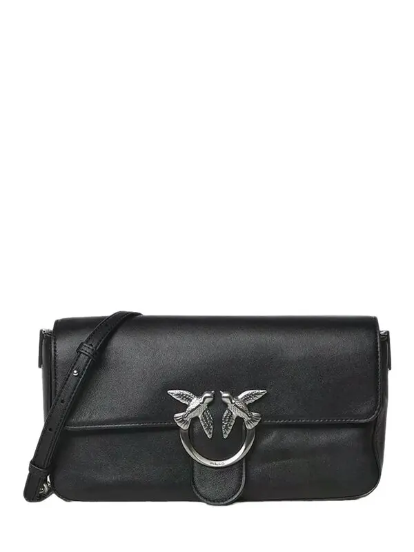 Pinko Love Birds Leather Shoulder Bag - Black