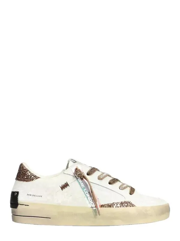 CRIME LONDON Sk8 Deluxe Glitter-panel Sneakers - White