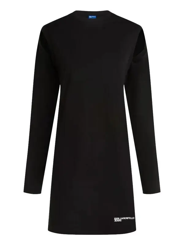 Karl Lagerfeld Cotton Jersey Cut-out Crew Neck Dress - Black