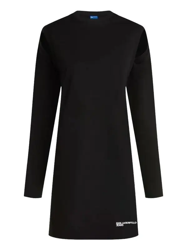 Karl Lagerfeld Cotton Jersey Cut-out Crew Neck Dress - Black