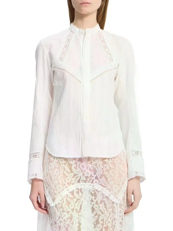 ANN DEMEULEMEESTER Storma Lace-trim Shirt - White