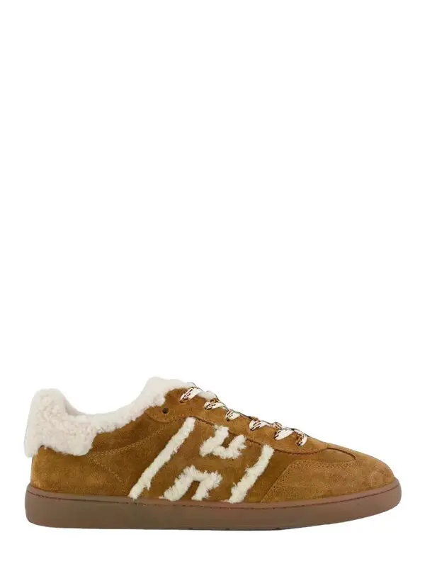 Hogan H86 Shearling Trim Sneakers - Brown