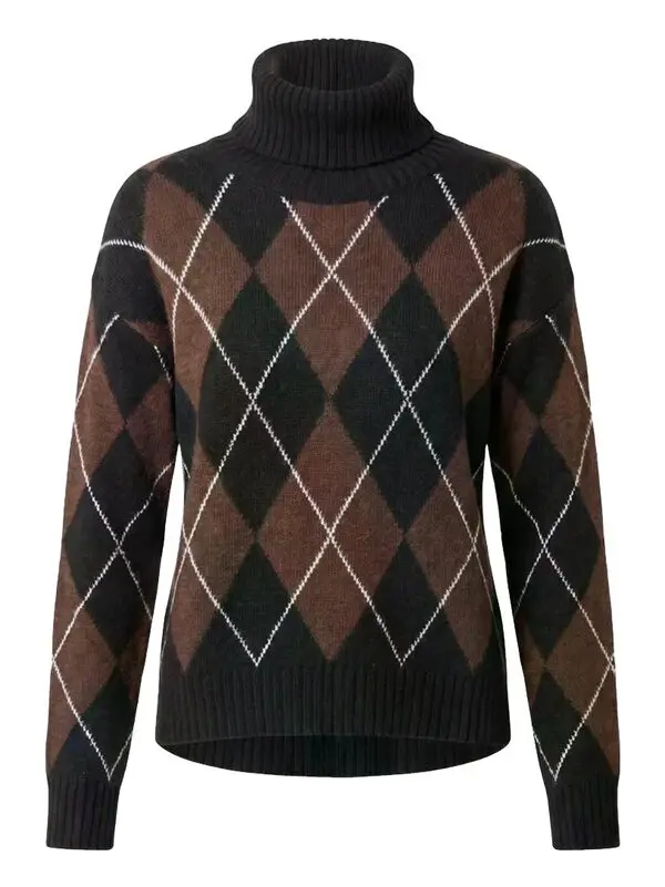 ANIYE BY Argyle Knit Roll-neck Sweater - Black