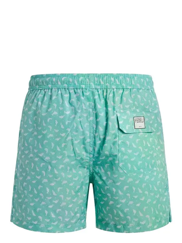 Fedeli Dolphin Print Swim Shorts - Green