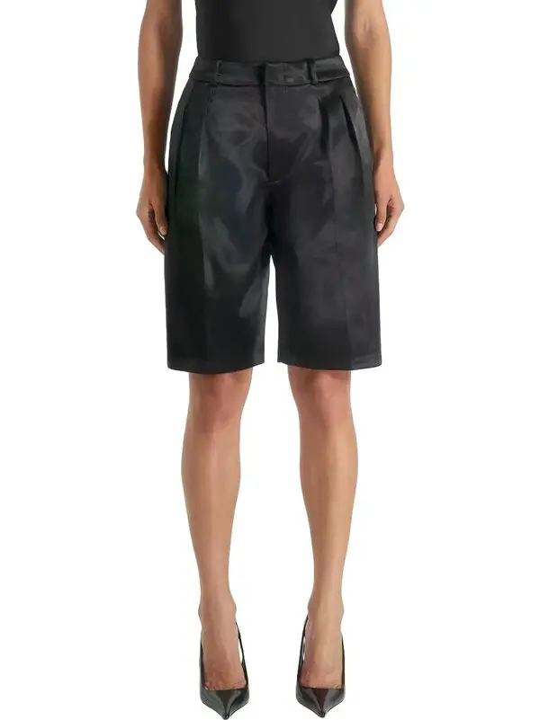 Manière De Voir Twin Pleat Satin Shorts - Black