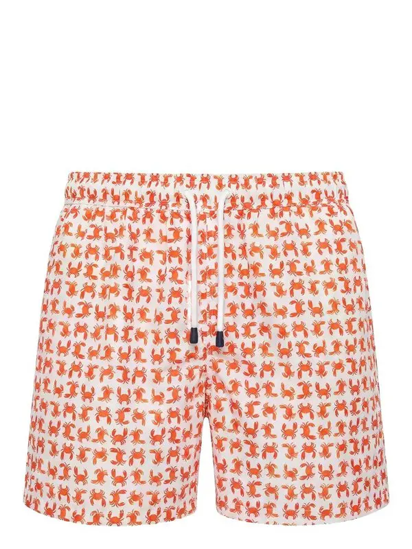 Fedeli Crab-print Swim Shorts - White