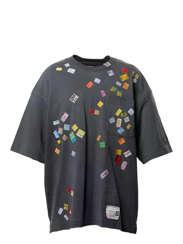 Mihara Yasuhiro Price Tag-sticker Printed T-shirt - Black