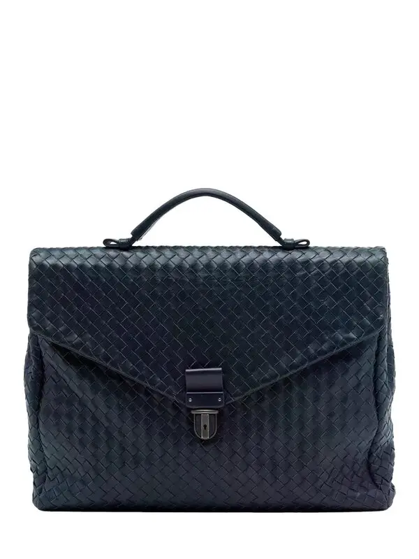Bottega Veneta Intrecciato Nappa Leather Briefcase - Blue