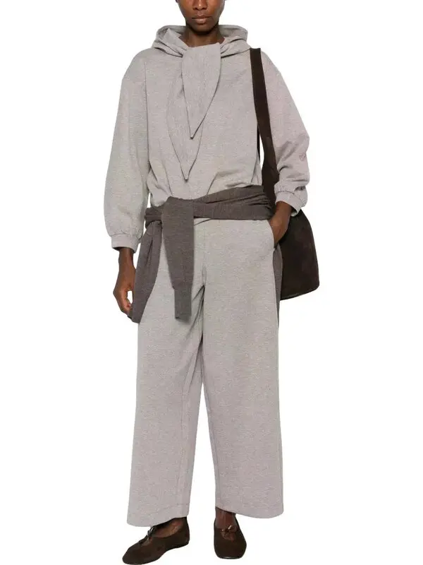 YERSE Tie-detail Hooded Hoodie - Grey