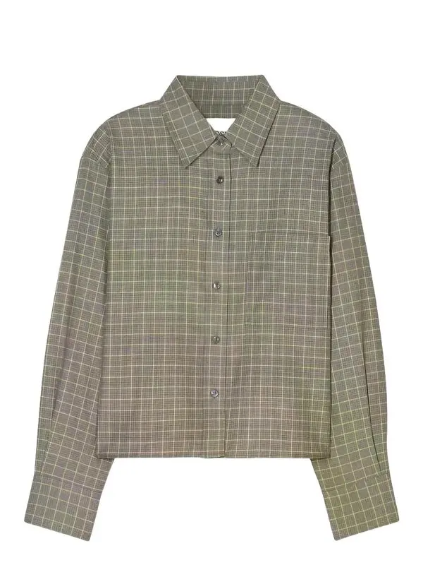 Closed Checked Cropped Shirt - Green