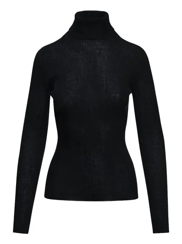 Essentiel Antwerp Ribbed Knit Turtleneck Sweater - Black
