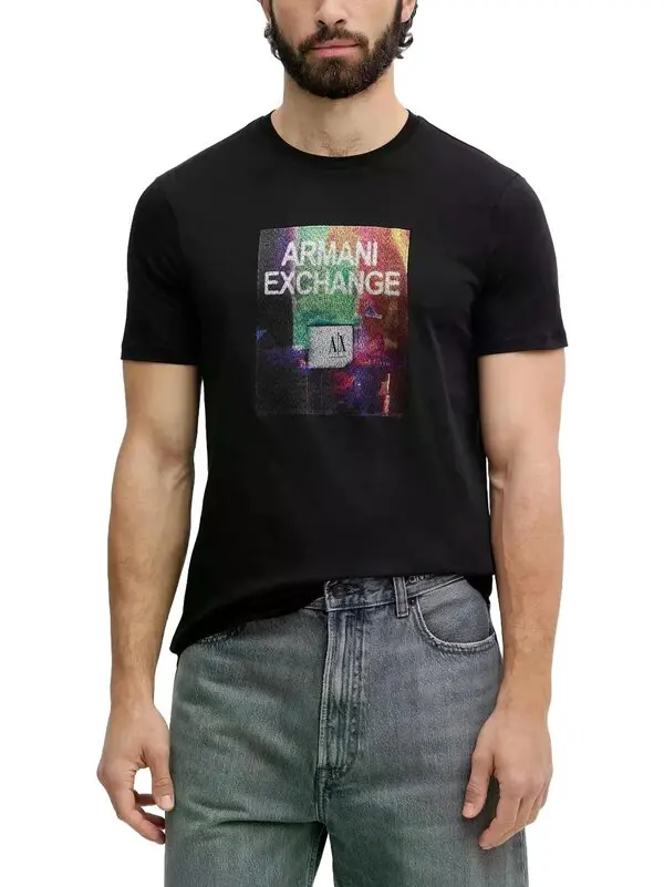 Armani Exchange Graphic-print Logo-patch T-shirt - Black