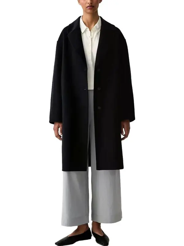 Marc O'polo Single-breasted Notched Lapel Coat - Black