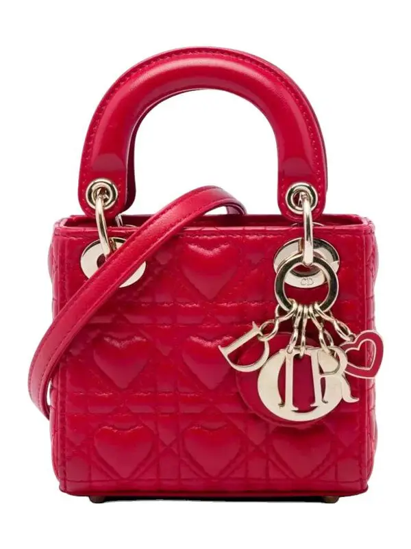 Dior Micro Lambskin Cannage Lady Satchel - Red