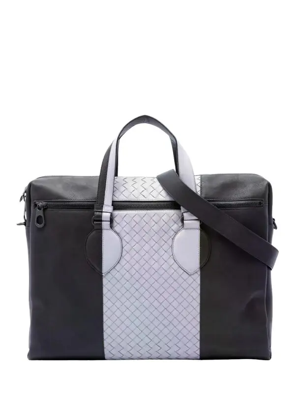 Bottega Veneta Bicolor Intrecciato Trimmed Nappa Business Bag - Black
