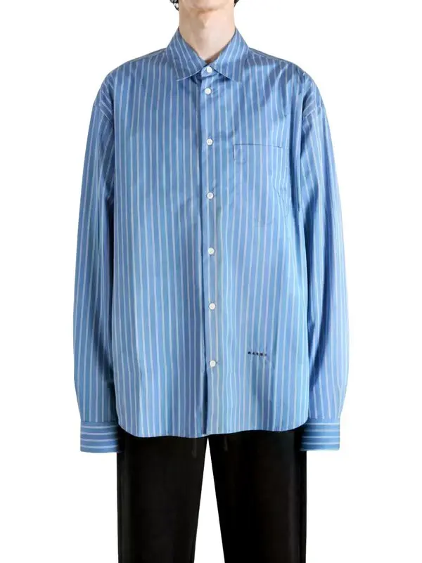 Marni Vertical-stripe Long-sleeve Shirt - Blue