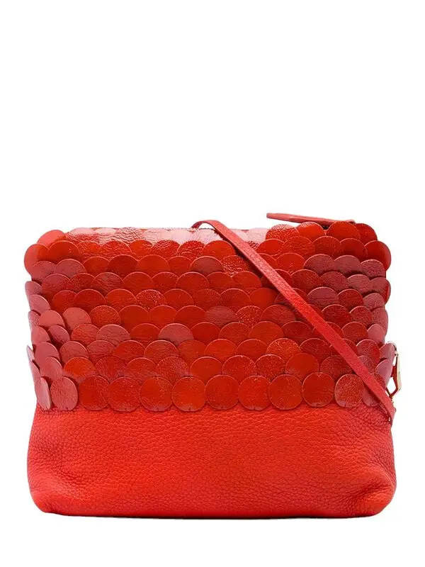Burberry Leather Petal Clutch With Strap Crossbody Bag - Red